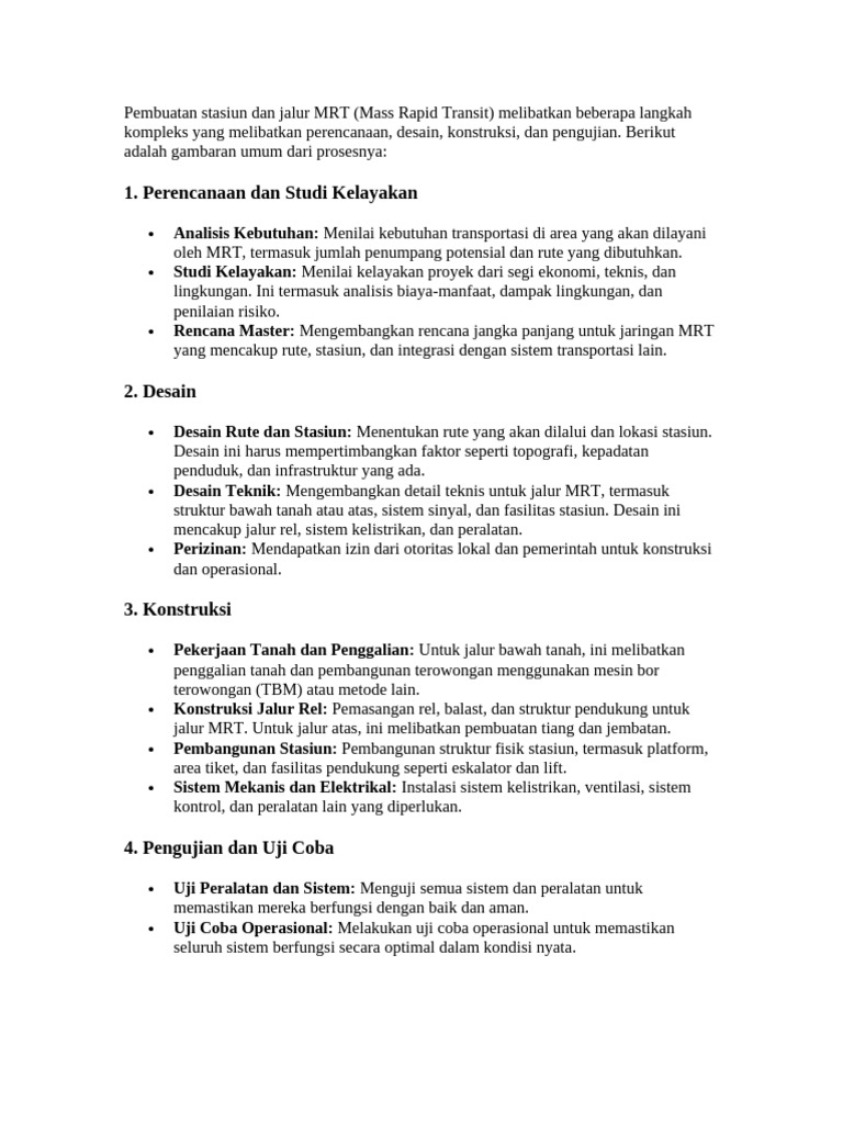 Pembuatan Stasiun Dan Jalur MRT | PDF