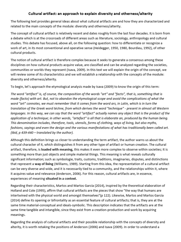 Cultural Artifact | PDF | Artifact (Archaeology) | Concept