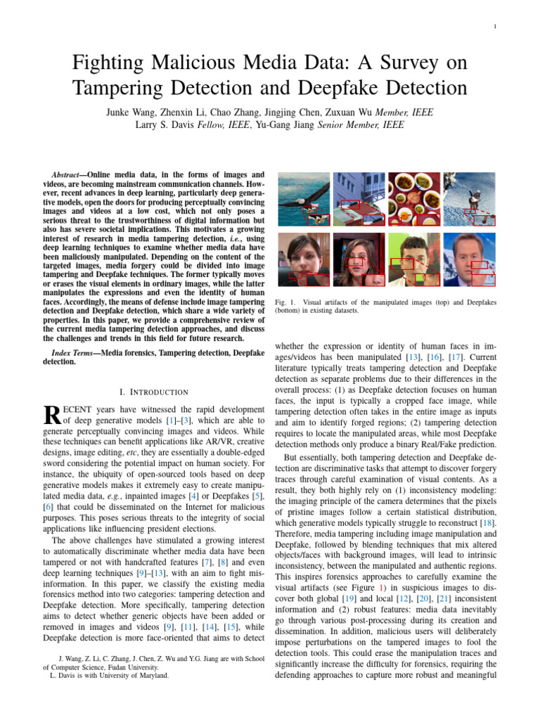 Fighting Malicious Media Data - A Survey On Tampering Detection and ...