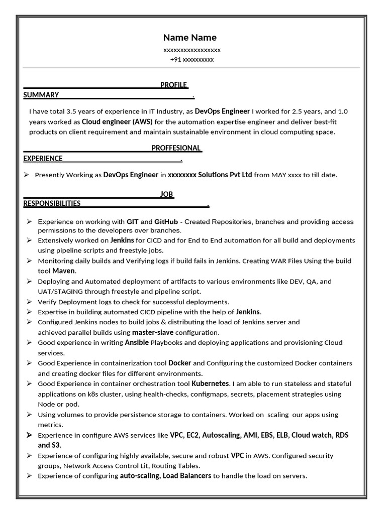 DevOps Resume 37 | PDF