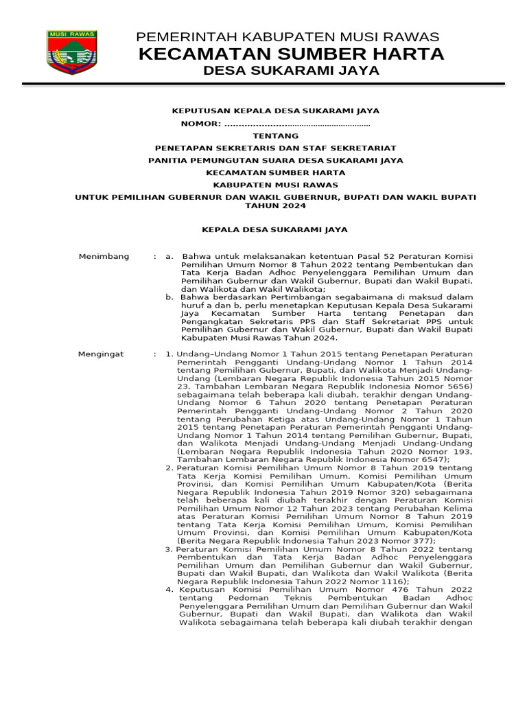 SK Sekretariat PPS 2024 | PDF