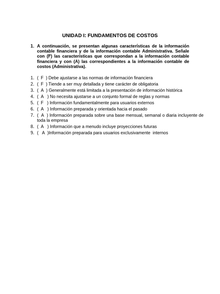 Unidad I. Fundamentos de Costos Resolver Actividad 1 Clase | PDF | Contabilidad | Negocios