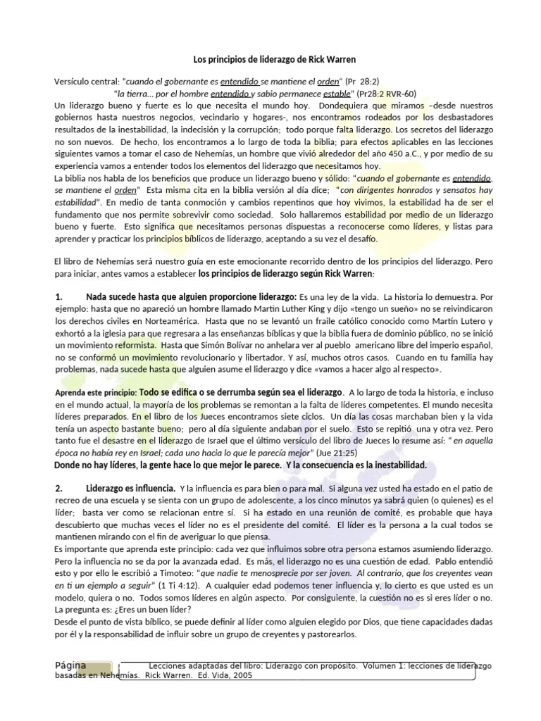 Principios-de-liderazgo-de-Rick-Warren | PDF