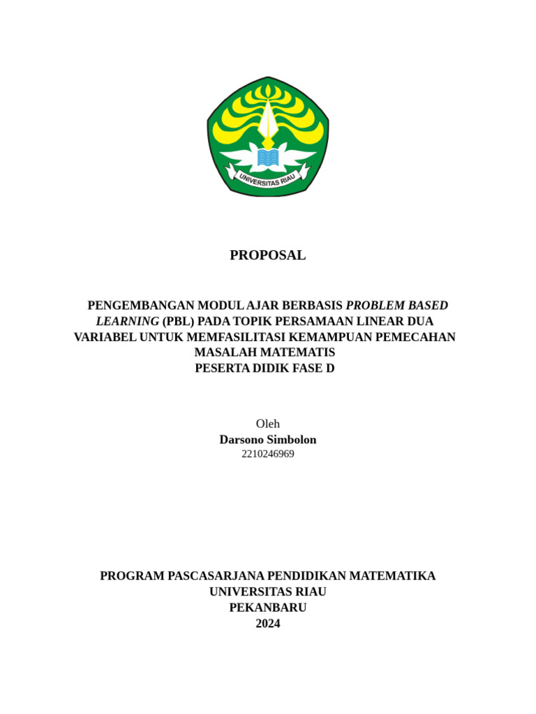 Proposal - Darsono Simbolon | PDF