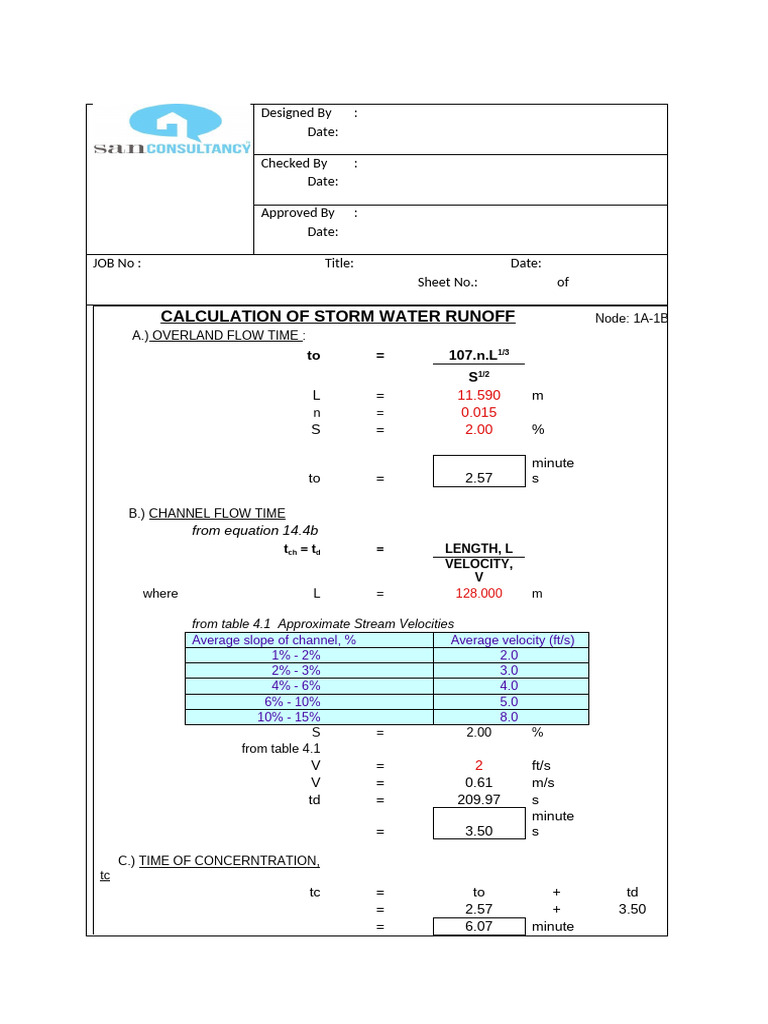 Manual Calculation Sewer | PDF