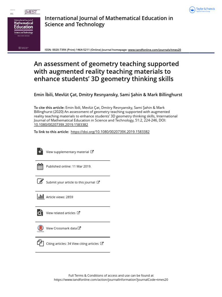 An Assessment of Geometry Teaching Supported With Augmented Reality ...