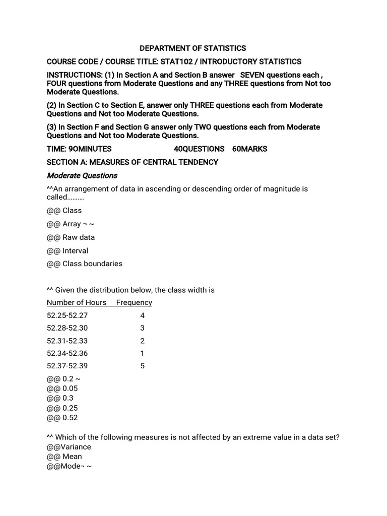 Abu Exams Stat 102 20162017 | PDF