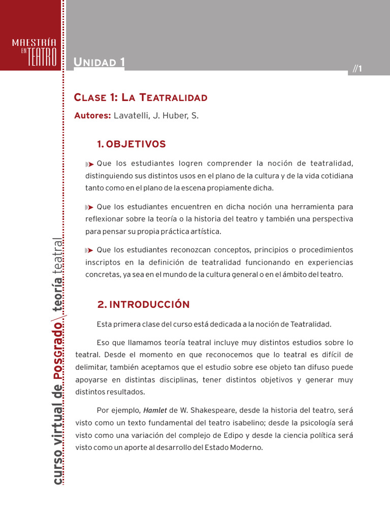 Clase 1 Semin Teoria Teatral | PDF