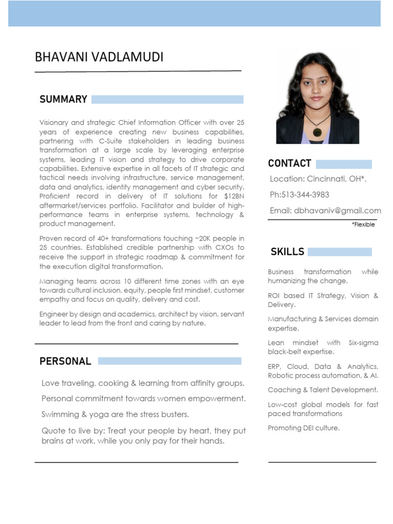 Bhavani Vadlamudi - Exec Profile | PDF
