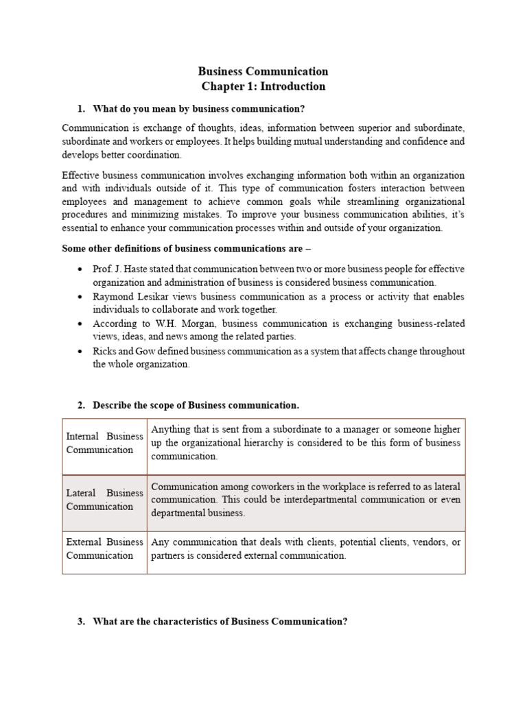 Business Communication- Class 1 | PDF