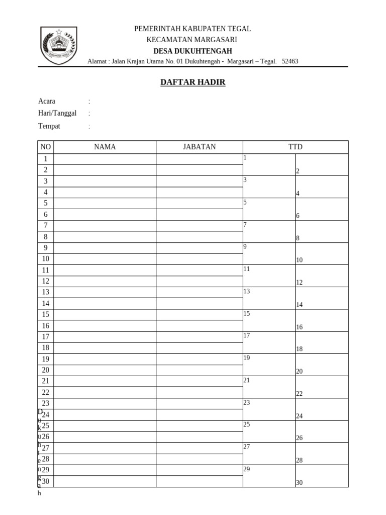 Daftar Hadir | PDF