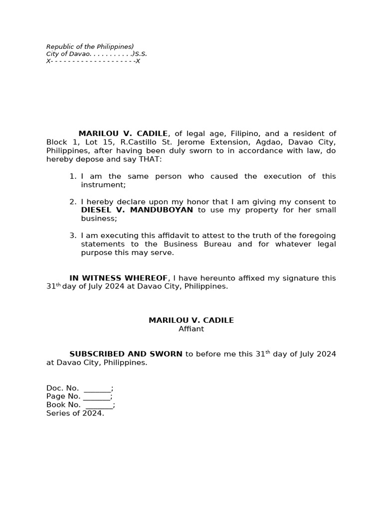 Affidavit of Money Use | PDF