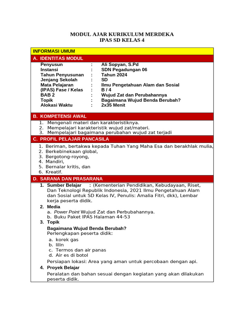 Modul Ipas Ali Jadi | PDF