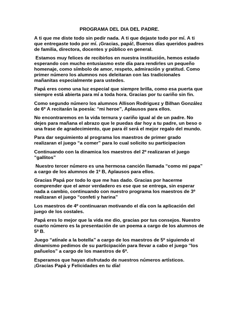 Programa Dia Del Padre | PDF