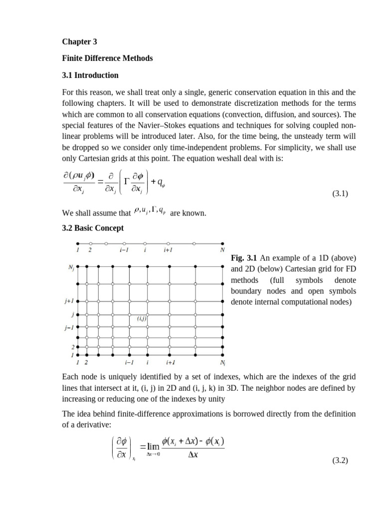 Chapter 3 CFD Finite Difference Methods | PDF Chapter 3 CFD Finite Difference Methods | PDF