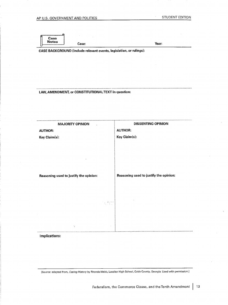 SCOTUS Info Sheet, Blank | PDF
