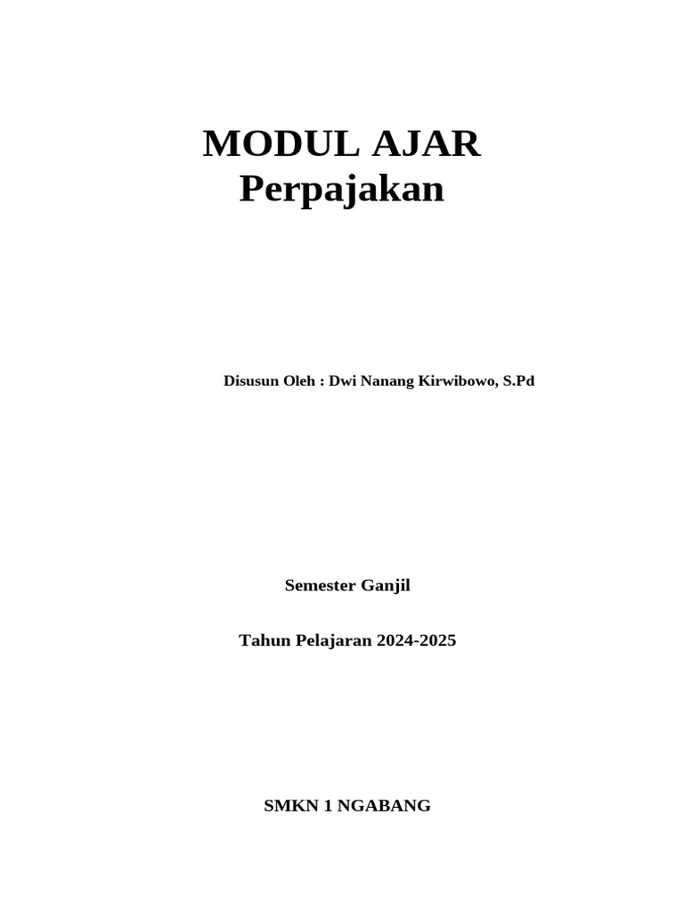 Modul Ajar Perpajakan Kls Xii Akl SMKN 1 Ngabang | PDF
