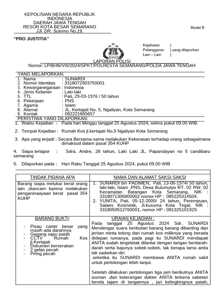 LP B Dan STTLP Pok Reskrim Done | PDF