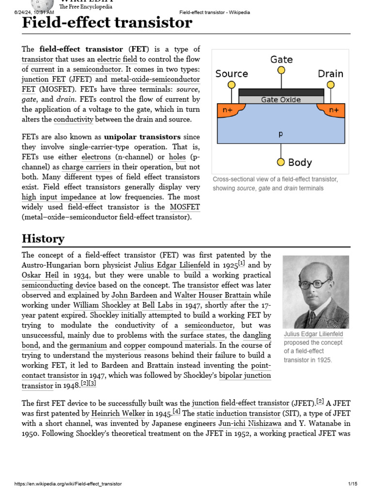 Field-Effect Transistor - Wikipedia | PDF
