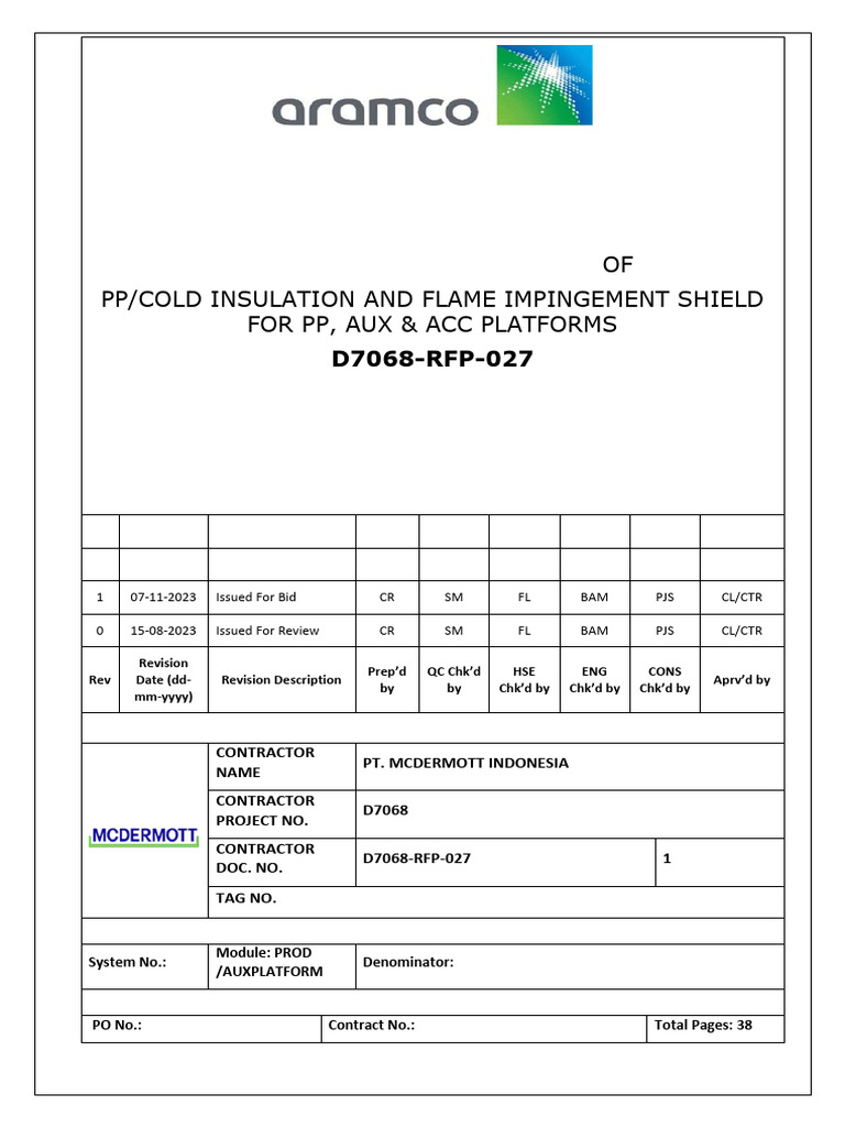 D7068-RFP-027 - SOW Piping Insulation - R1 - Advance | PDF