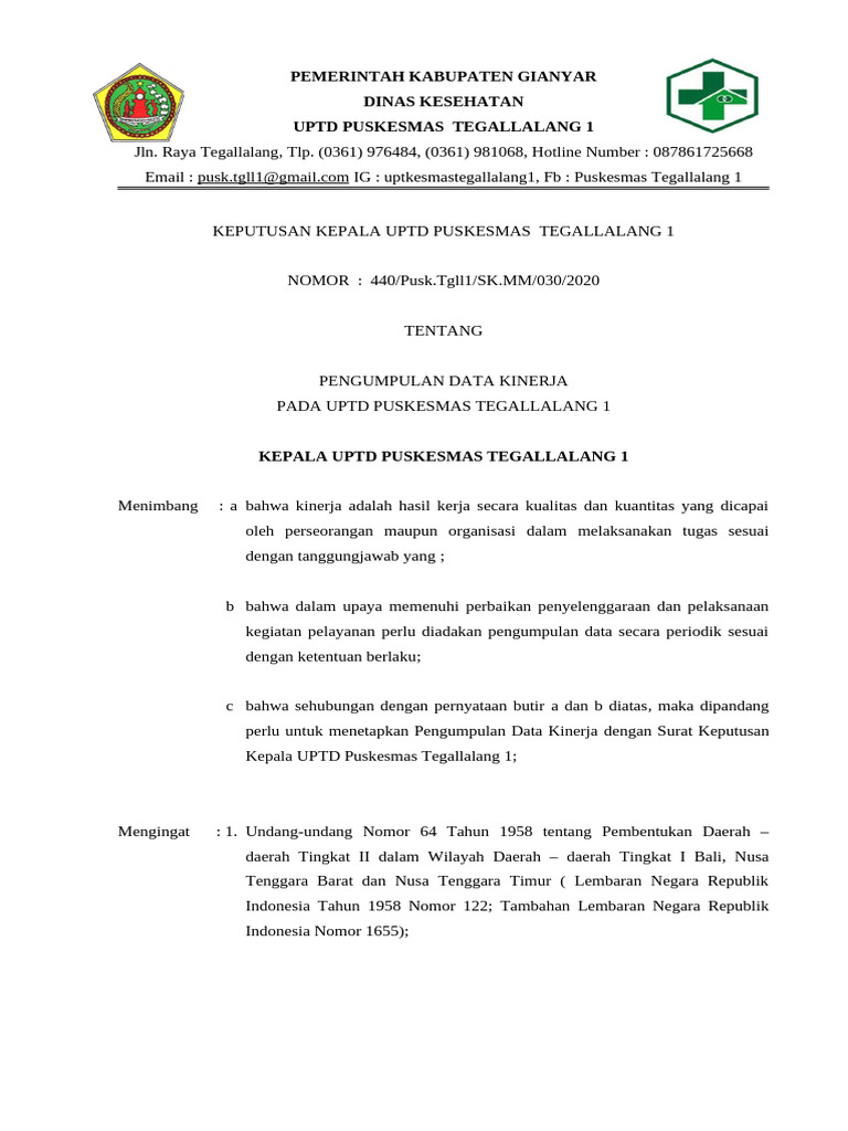 SK Pengumpulan Data Kinerja | PDF