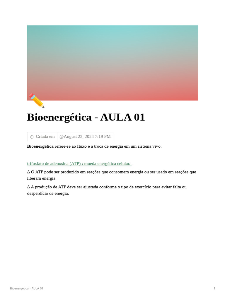 Bioenergtica_-_AULA_01 | PDF