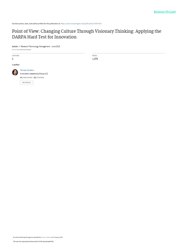 Point of View Changing Culture Through Visionary Thinking Applying The ...