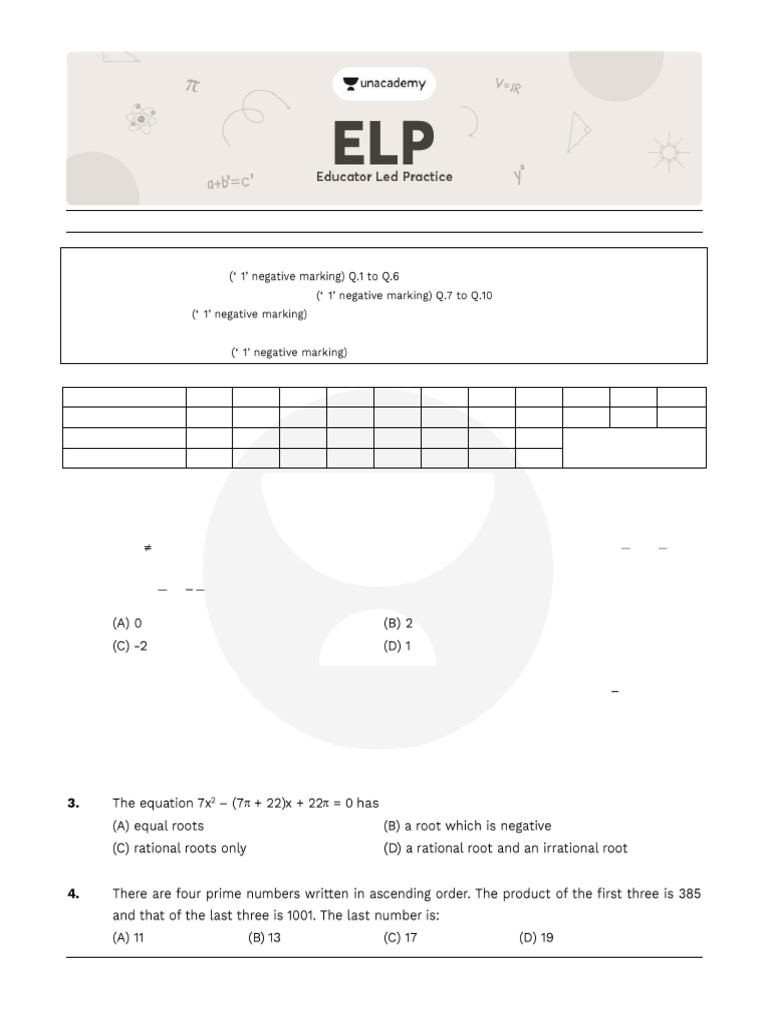ELP-01 Excel Phase (FOM) unacademy Kota elp class 11 | PDF