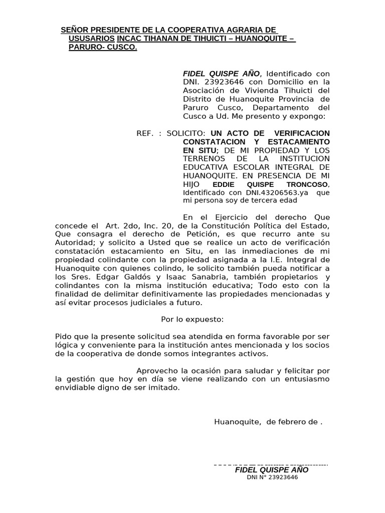 Solicito Delimitacion | PDF