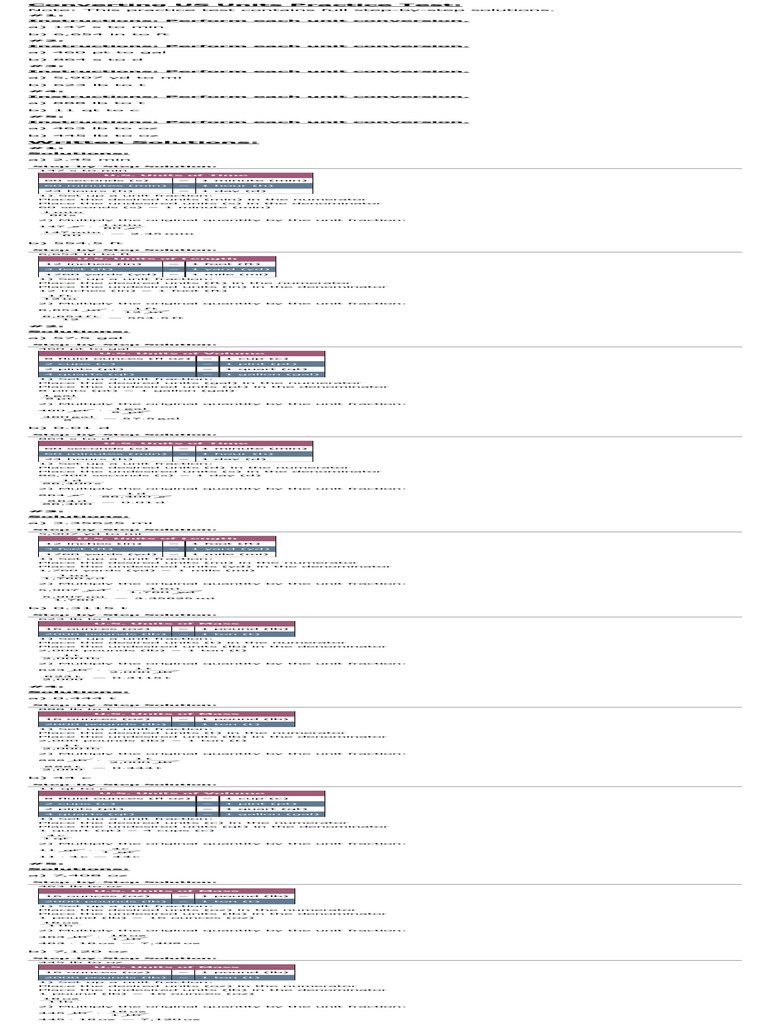 US Unit Conversion Practice Test | PDF | Gallon | Teaching Methods ...