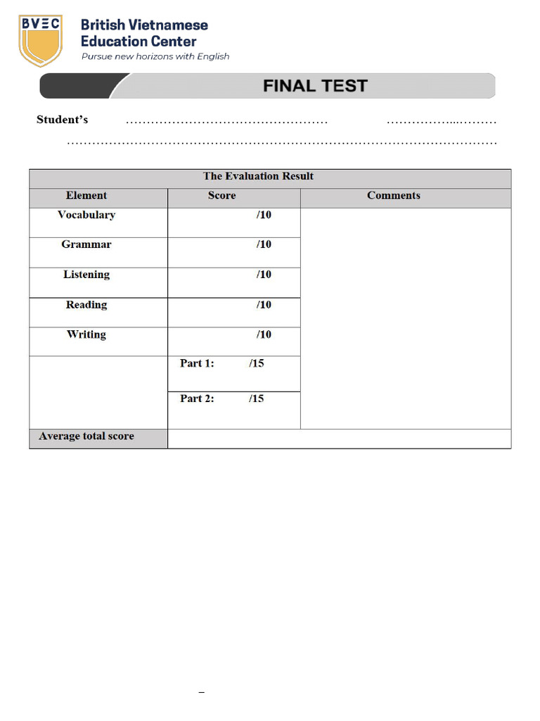 Final Test - OWN1A (Ver. B) | PDF