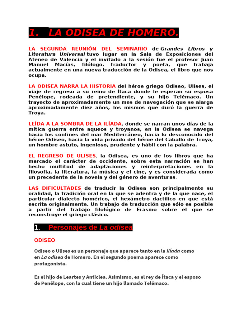 La Odisea y Iliada de Homero | PDF