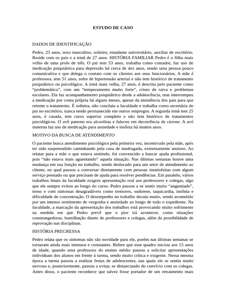 ESTUDO DE CASO-Pedro | PDF