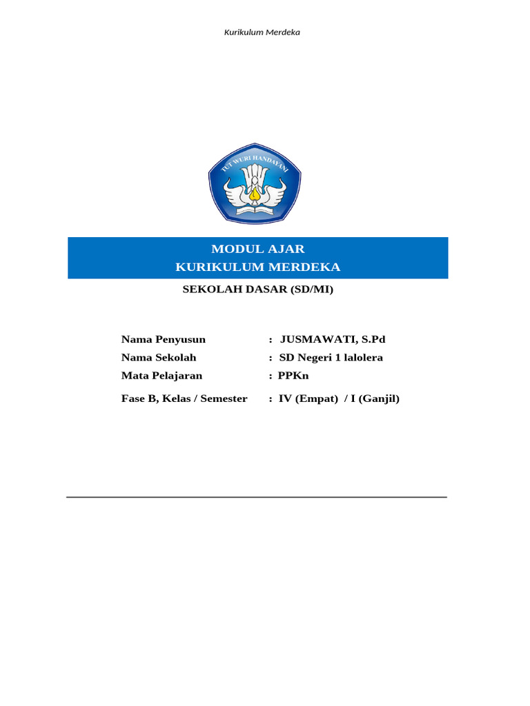 Modul Ajar PPKN Kelas 4 | PDF