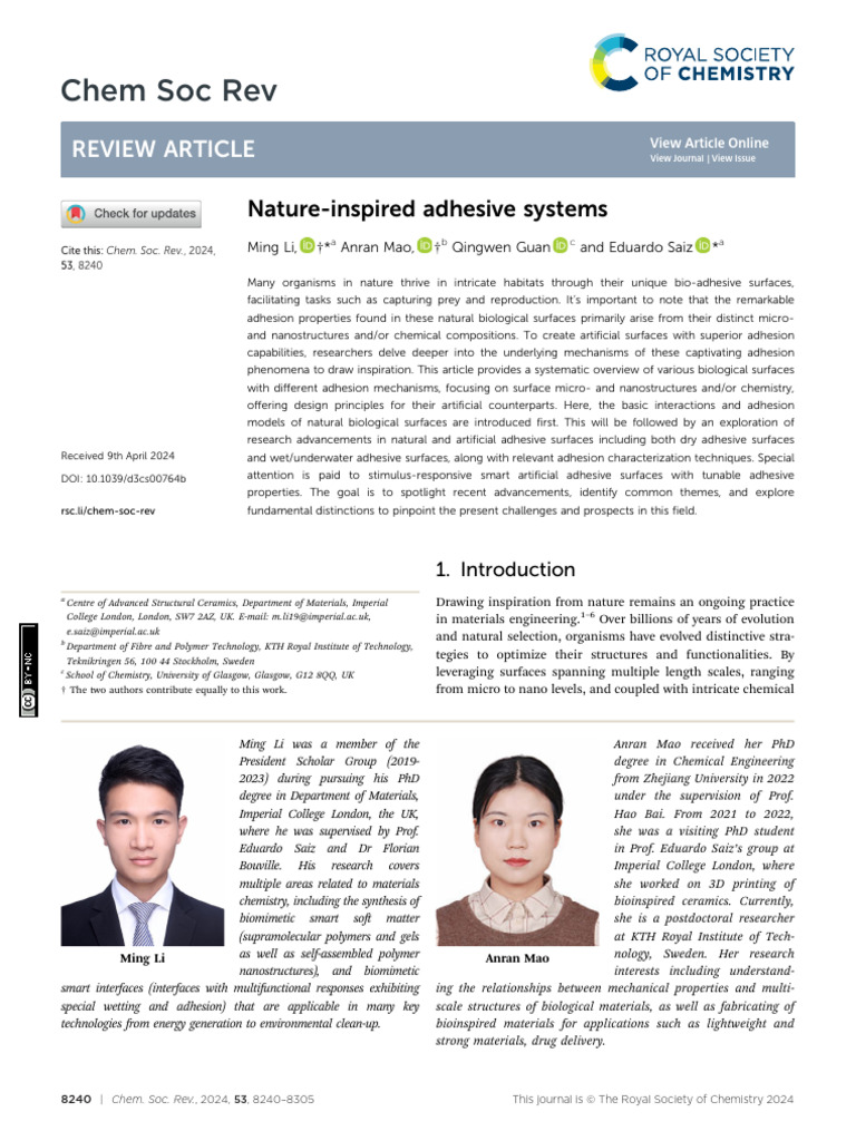 Chem Soc Rev: Review Article | PDF