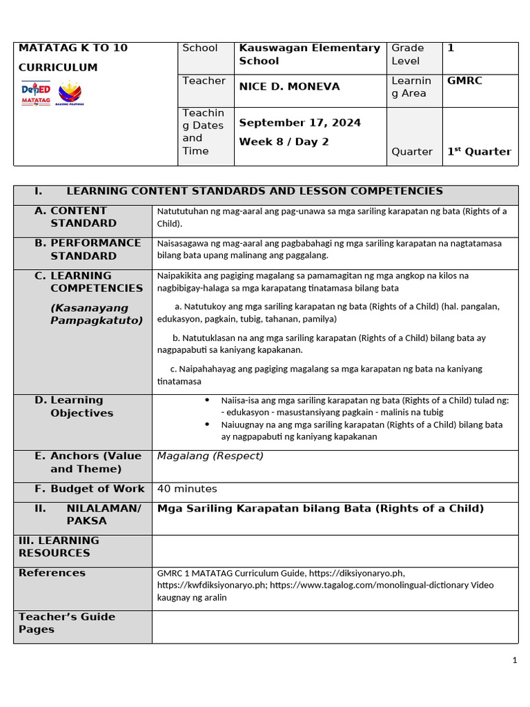 GMRC LP WEEK 8 - Day2 | PDF
