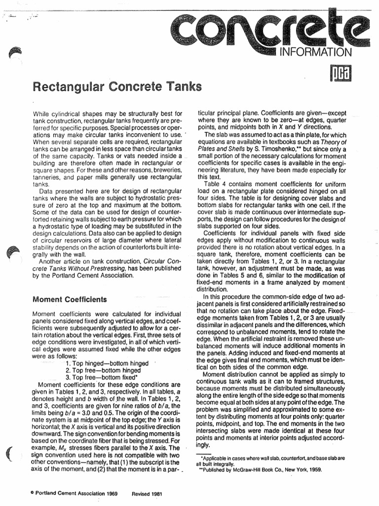 Rectangular Concrete Tanks - PCA | PDF