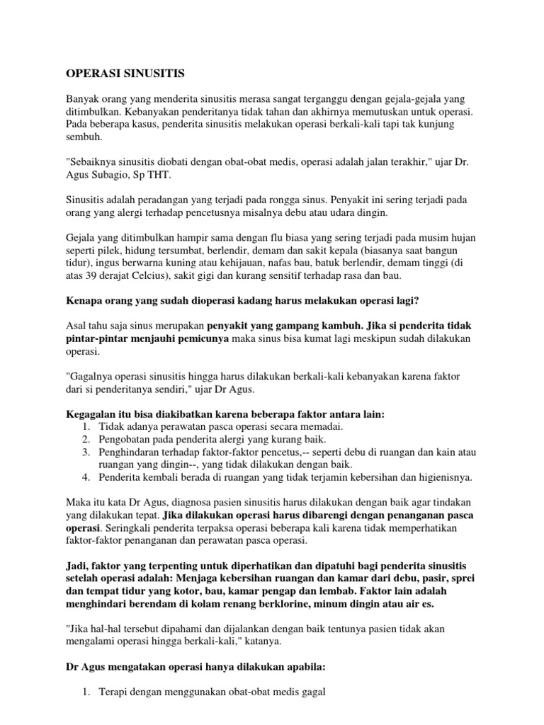 Operasi Sinusitis | PDF