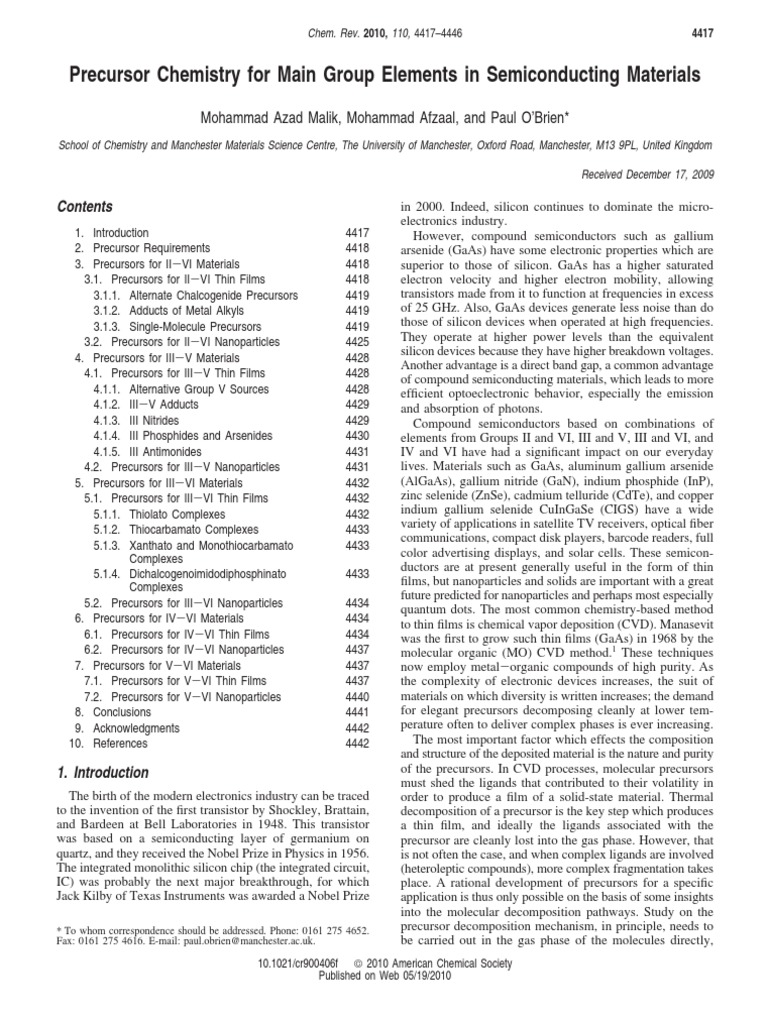 Precursor Chemistry For Semiconducting Materials | PDF | Gallium ...