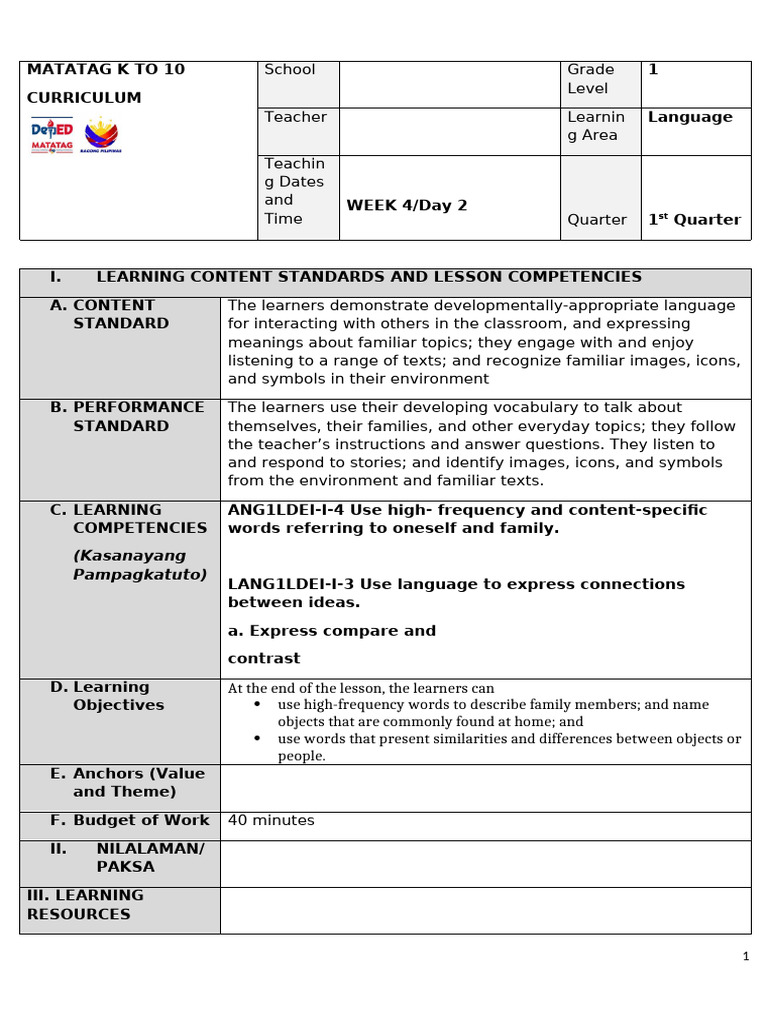 Language LP WEEK4 - Day 2 | PDF