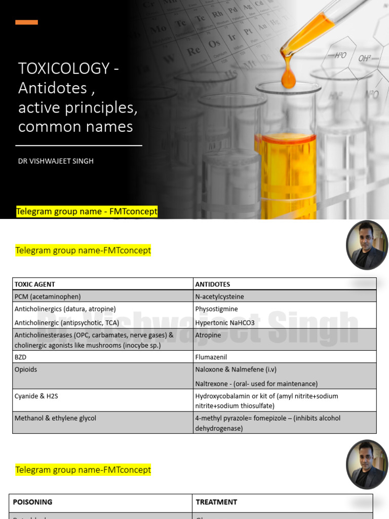 Toxicology Antidotes and Treatments Guide | PDF | Drugs