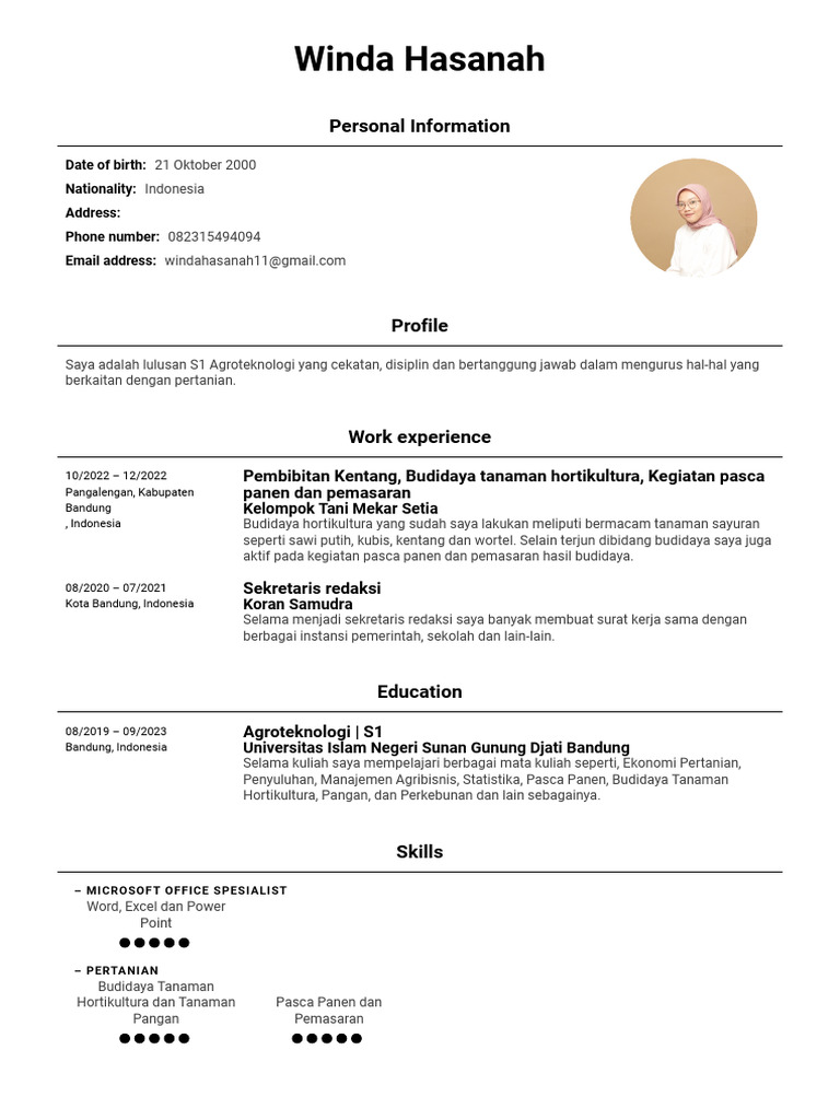Winda Hasanah - CV | PDF