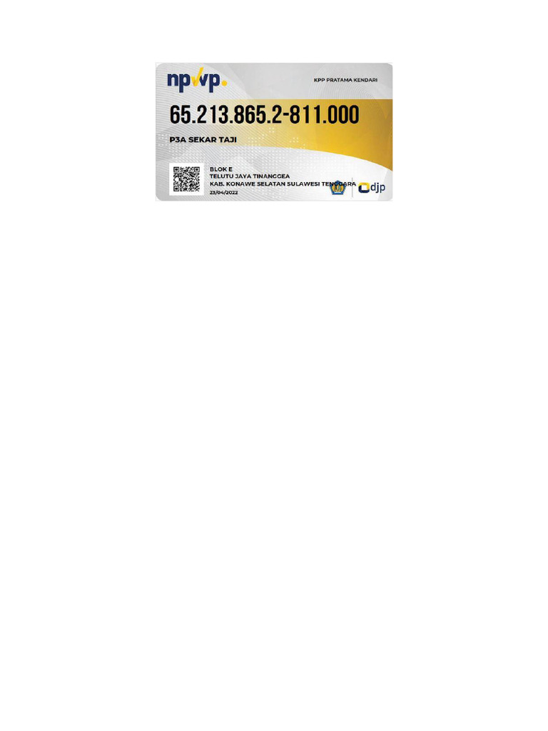 NPWP P3a Sekar Taji Desa Telutu Jaya | PDF