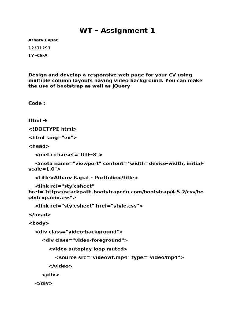 Wtassignment 1 | PDF