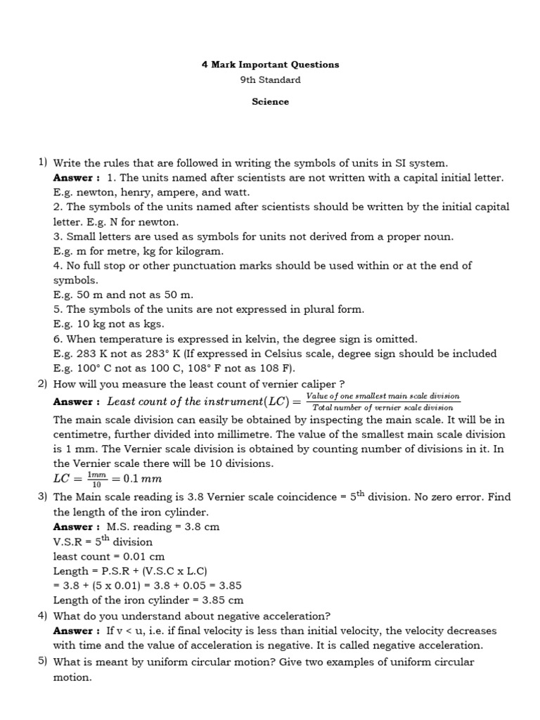 1zeal Study _ 9th_EM_Science_4 Mark Important Questions | PDF