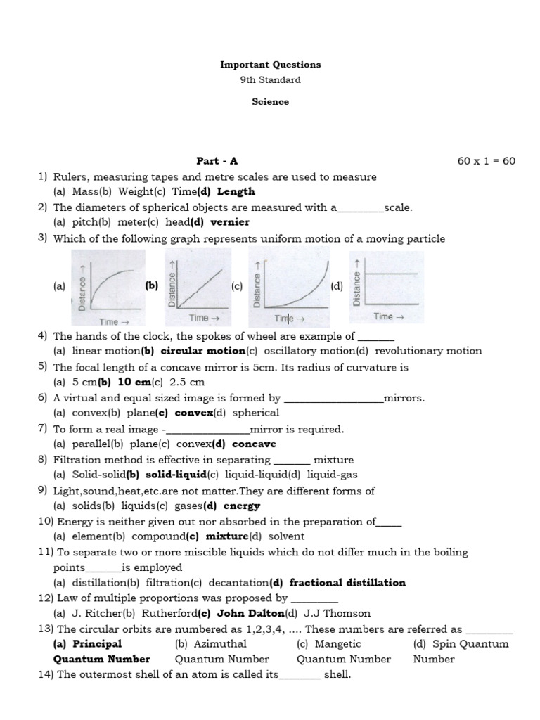1zeal Study - 9th - EM - Science - Important Questions | PDF | Chemical ...
