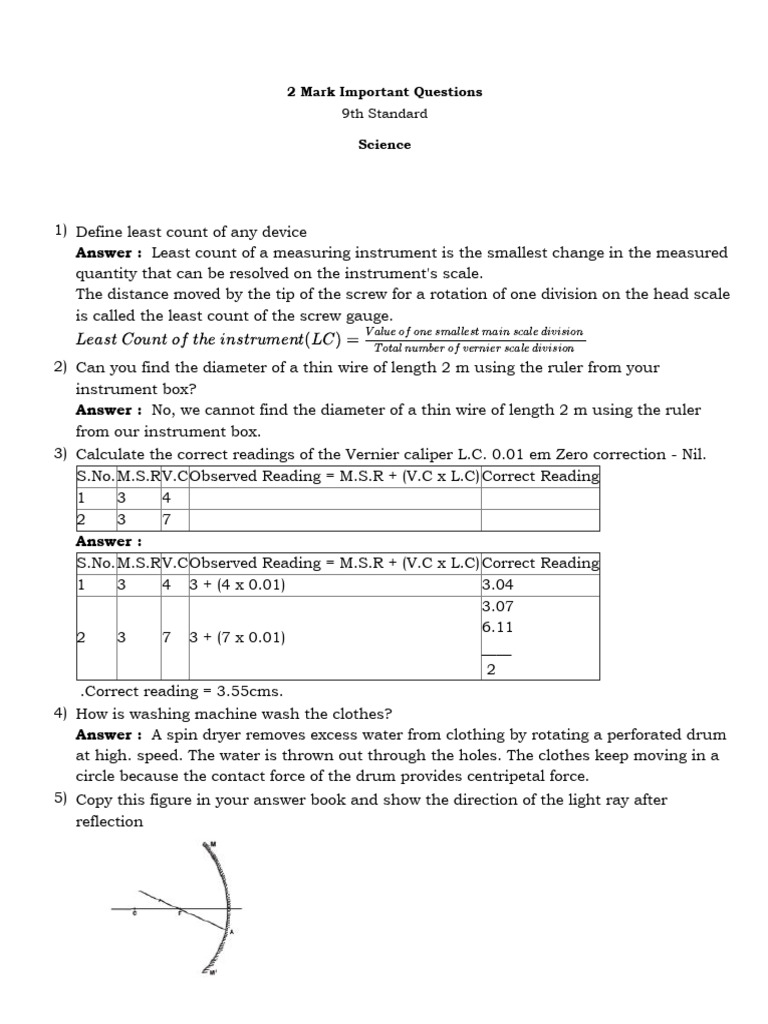 1zeal Study _ 9th_EM_Science_2 Mark Important Questions | PDF