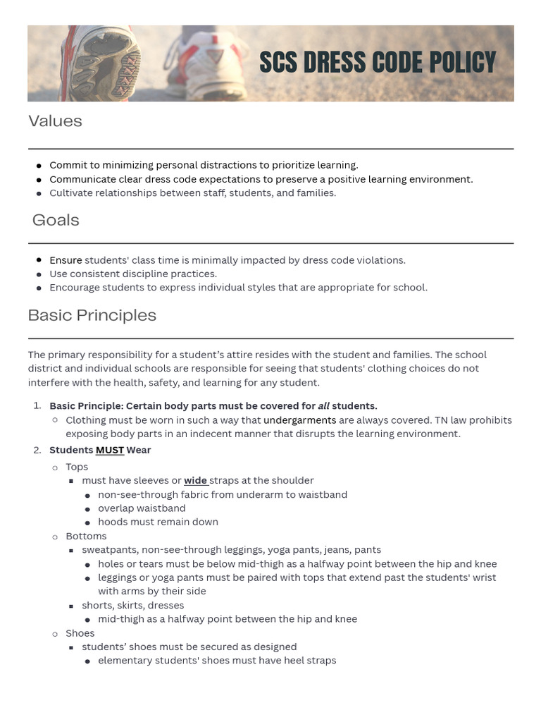 SCS K-12 Dress Code Policy 2023 | PDF
