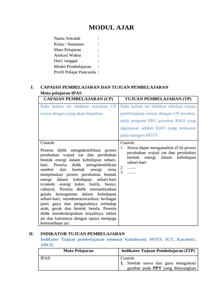 Format RPP, LKPD, Penilaian, Media, Dan Bahan Ajar - Kurikulum Merdeka-1 | PDF