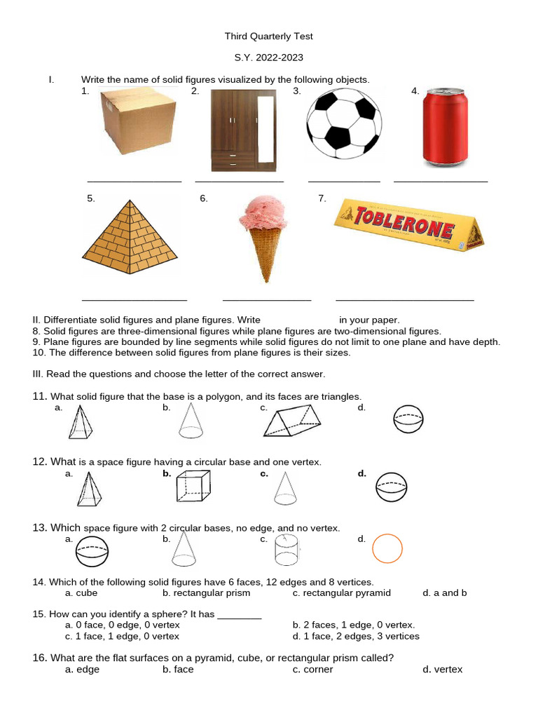 3rd Quarter Test Math | PDF | Shape | Computers